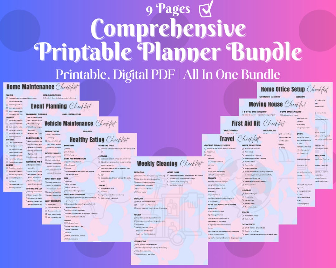 Comprehensive Printable Planner Bundle Organize Your Life in Style - Etsy