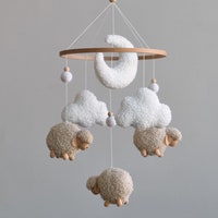 Sheep Baby Mobile for Nursery Decor, Mother's Day Gift, Wool Felt ...