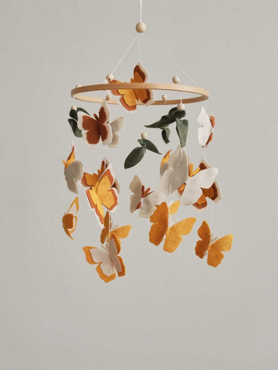Felt Butterfly Baby Mobile – Forest Themed Crib Mobile for Girl Nursery ...
