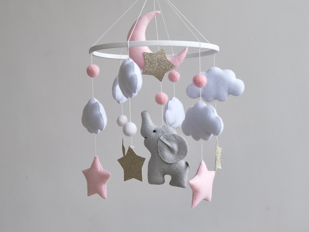 Elephant Baby Mobile, Girl Crib Mobile, Baby Crib Mobile, New Baby Gift ...
