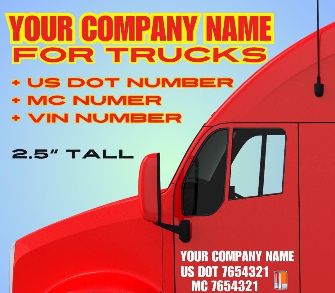 US DOT Decal, Trucking Company Decal Multiple Colors and Sizes Vinyl ...