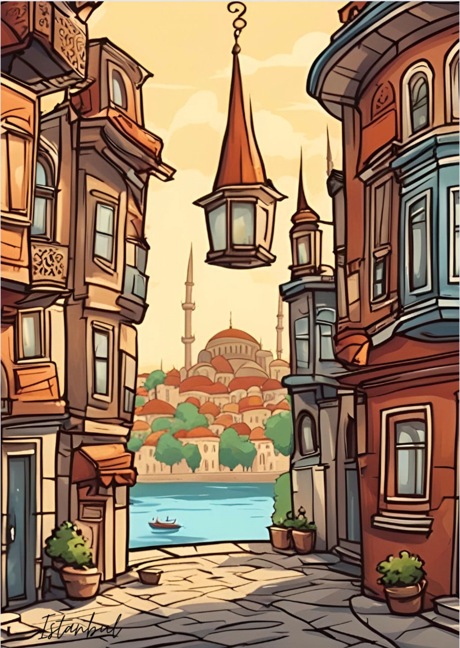 Cartoon Istanbul Poster. PDF Print - Etsy