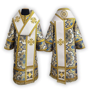 White Bishops Vestments. Premium Metallic Brocade. Bishop Set Vestment ...