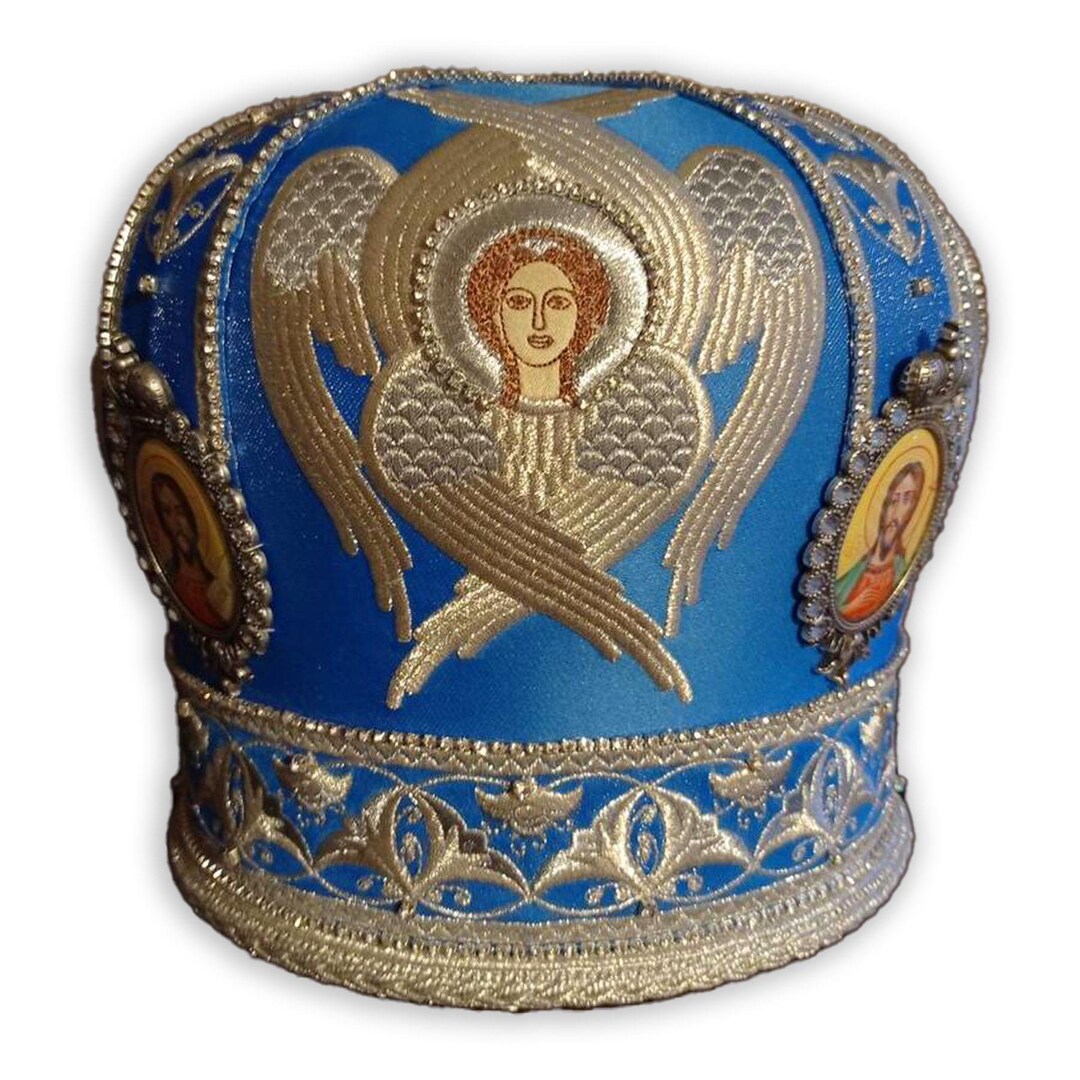 Embroidered Orthodox Blue Mitre. Bishop Mitre. Priest Hat. Priest ...