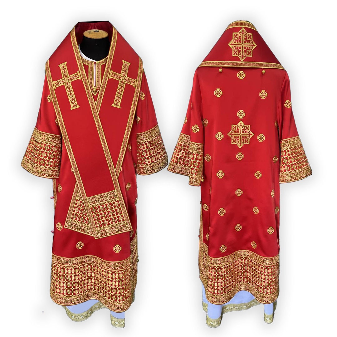 Red Bishops Vestments. Fully Embroidered Orthodox Bishop Vestments Set ...