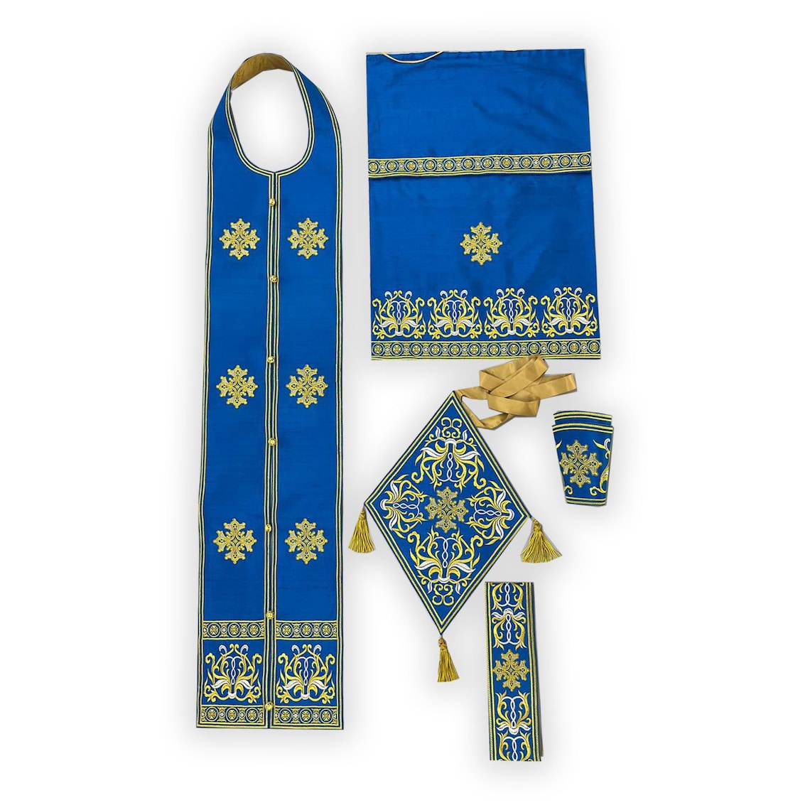 Blue Bishops Vestments. Fully Embroidered Orthodox Bishop Vestments Set ...