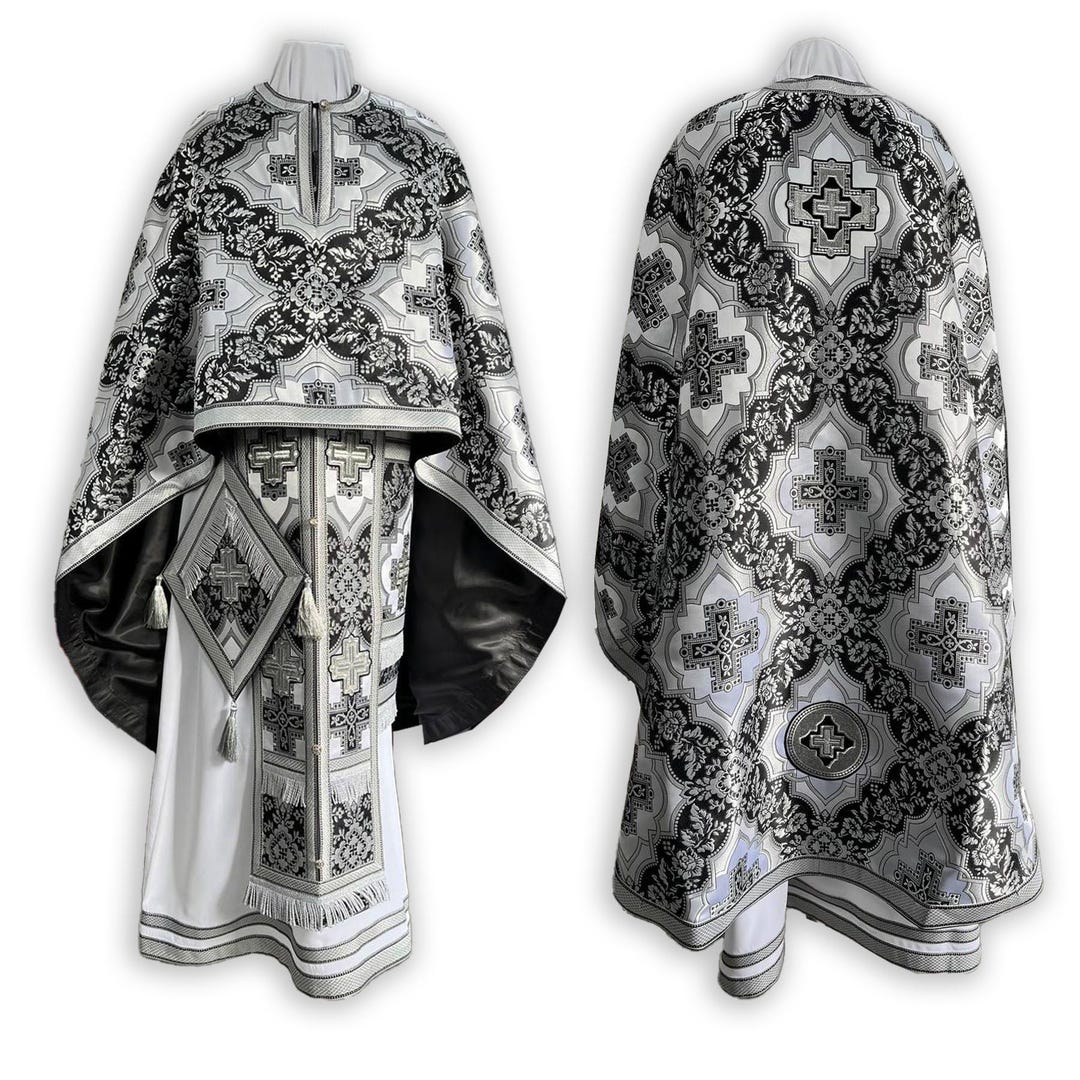 Black Orthodox Greek Priest's Vestments Set. Liturgical Orthodox ...