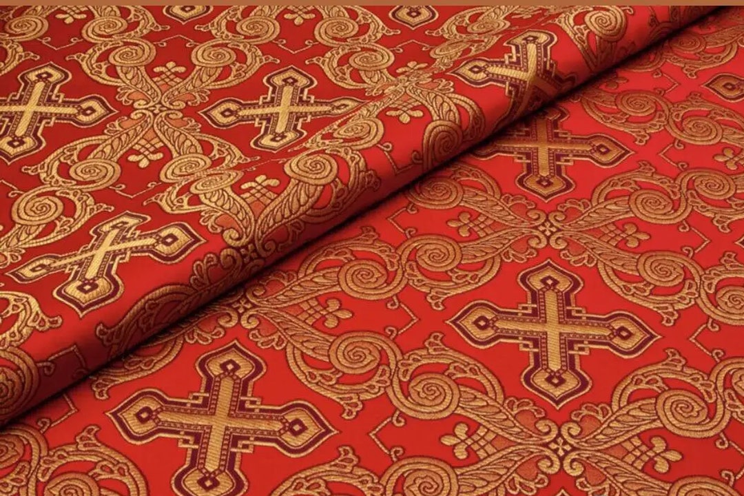 Red Gold Liturgical Fabric, Metallic and Nonmetallic Brocade,|ajurniy ...