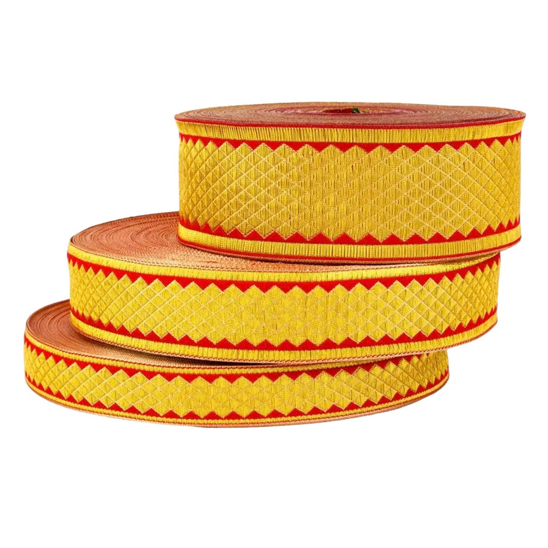 50 Meters Gallon, Border Frame |TOOTH|, Red Gold Metallic Ribbon ...
