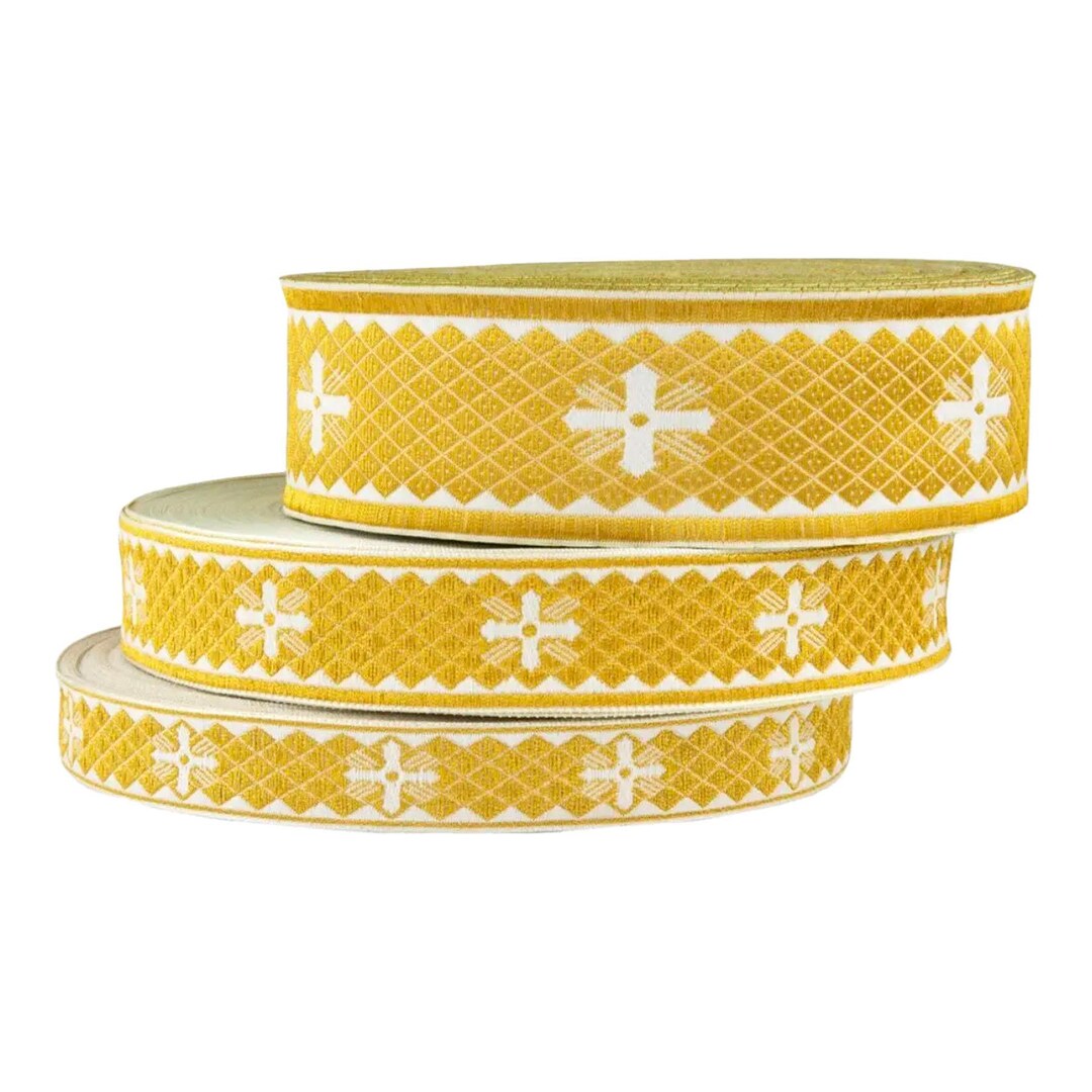 50m Vestment Ribbon, Liturgical Trim |RADIANT|, Gold Metallic Ribbon ...