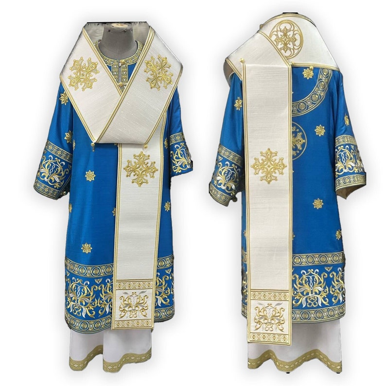 Blue Bishops Vestments. Fully Embroidered Orthodox Bishop Vestments Set ...