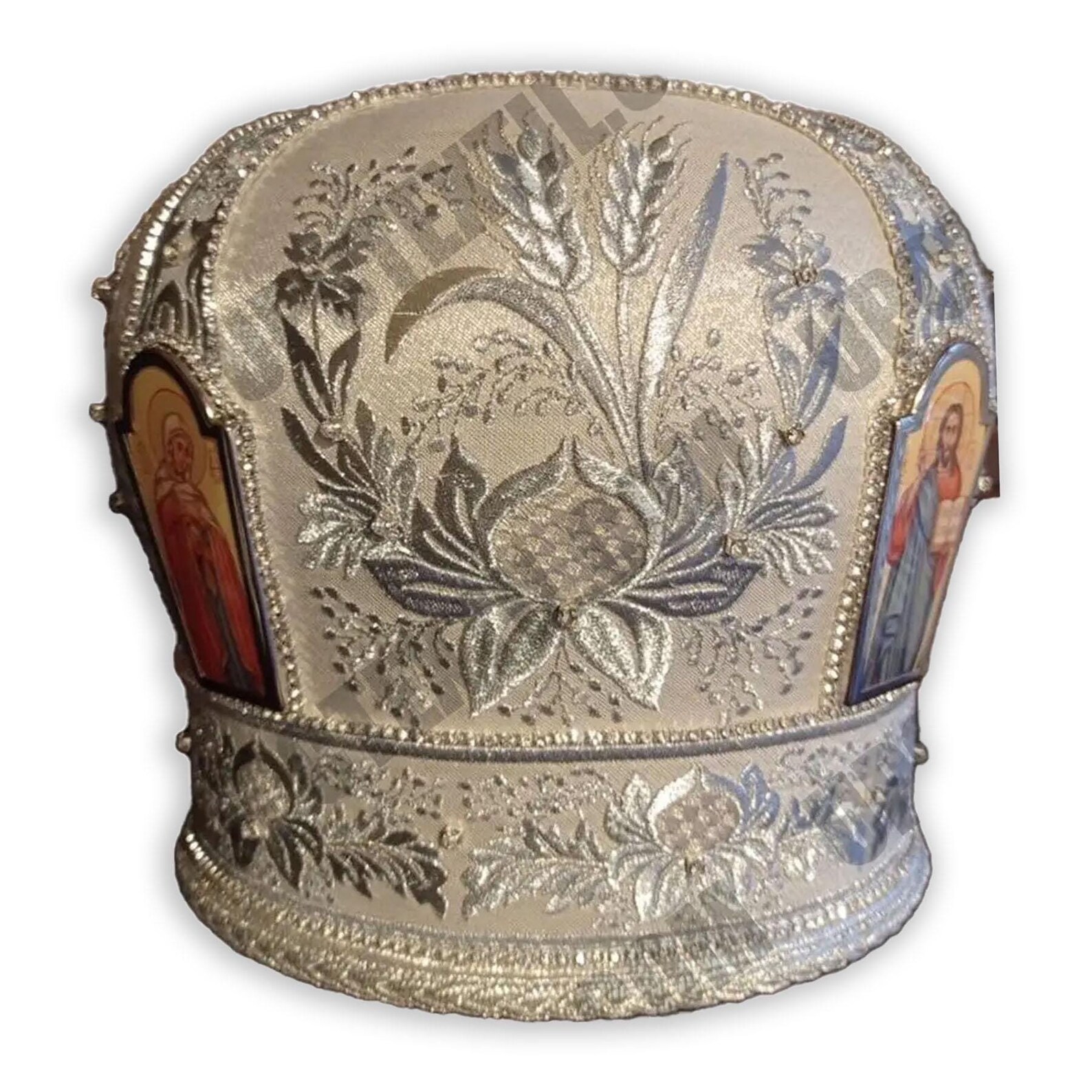 Embroidered Orthodox White and Gold Mitra. Bishop Headdress. Priest ...