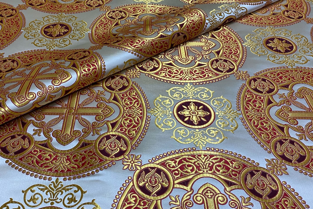 Metallic Liturgical Fabric, Orthodox Vestments,cherubic, Priest Brocade ...