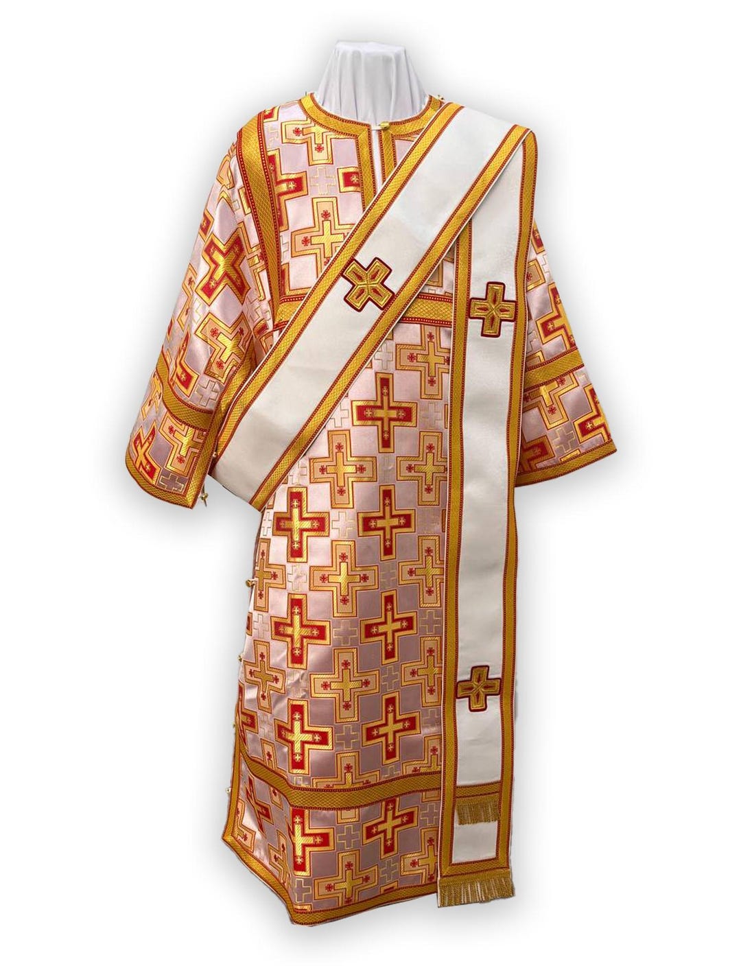 White Red Protodeacon's Vestments. Deacon's Sticharion. Orthodox ...