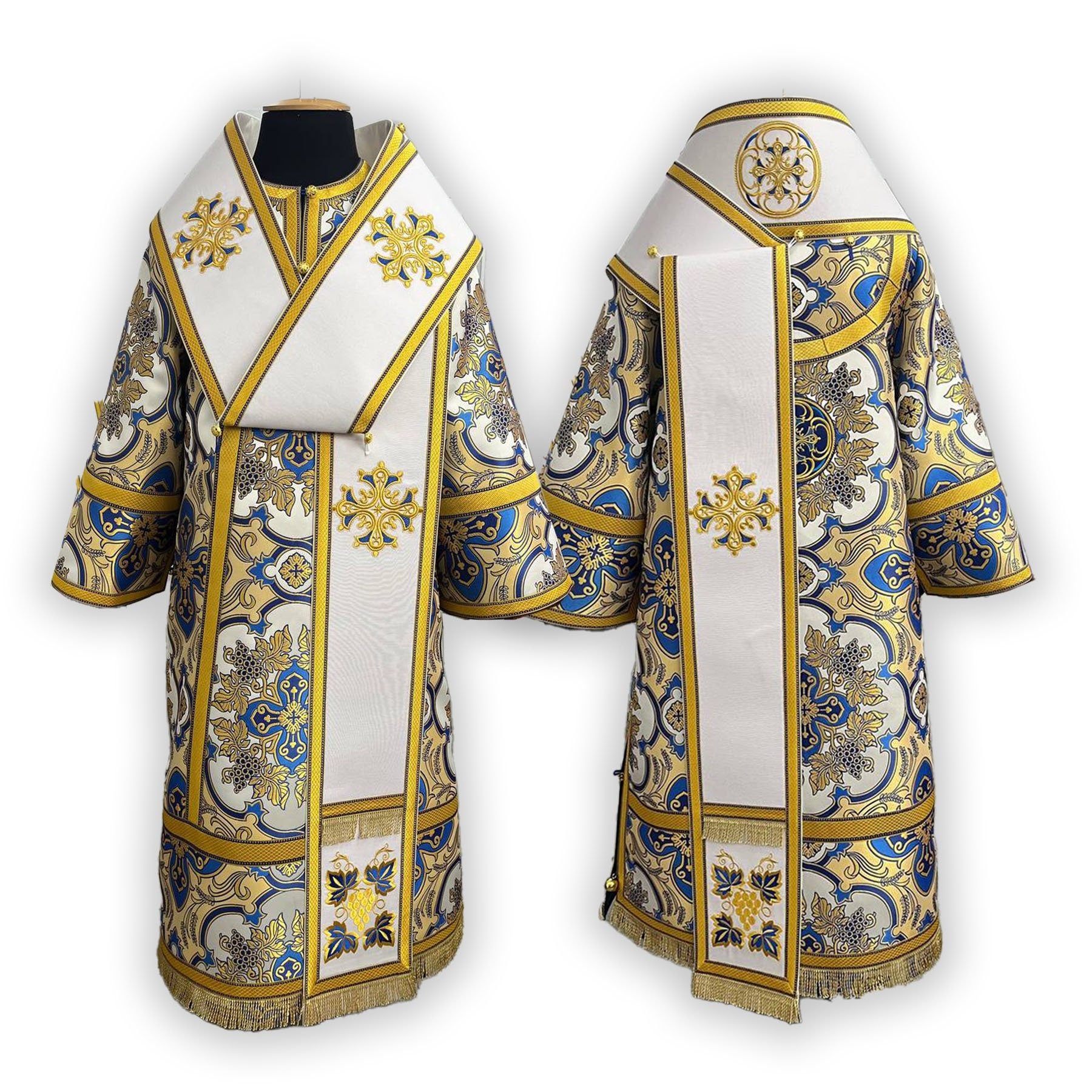 White Bishops Vestments. Premium Metallic Brocade. Bishop Set Vestment ...