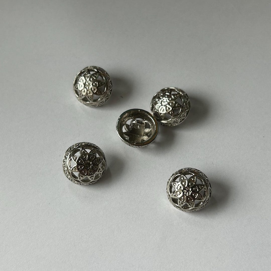 Silver Metallic Buttons for Vestments. Silver Openwork Buttons With ...
