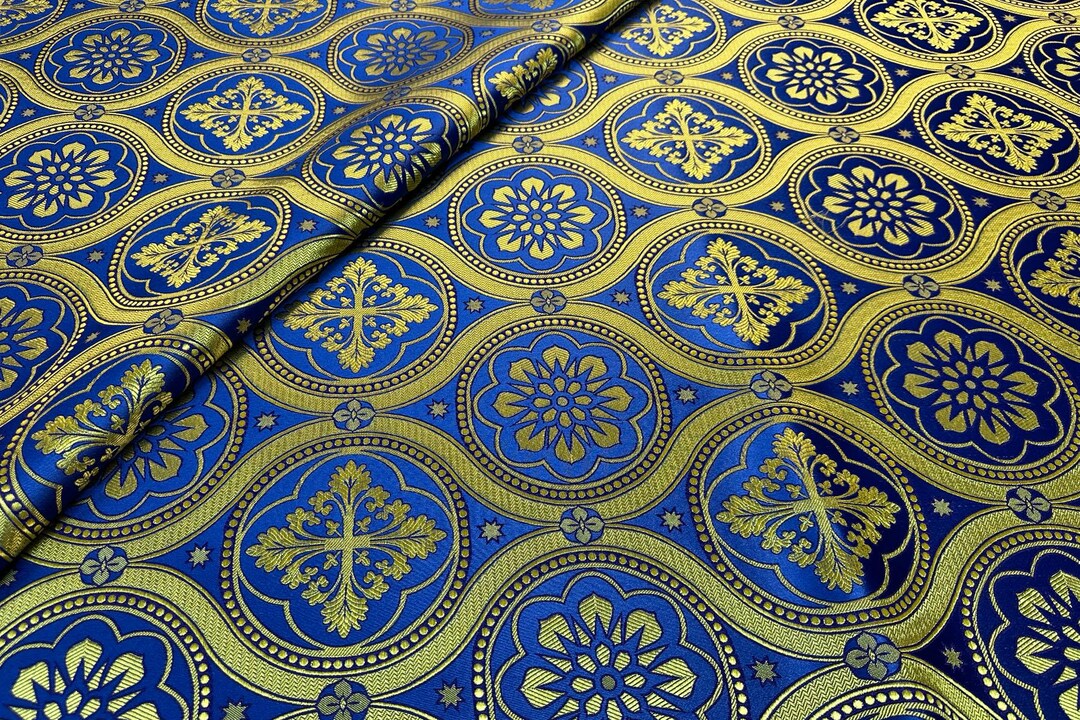Blue Fabric,metallic and Nonmetallic Brocade,|greek CIRCLE|, Orthodox ...