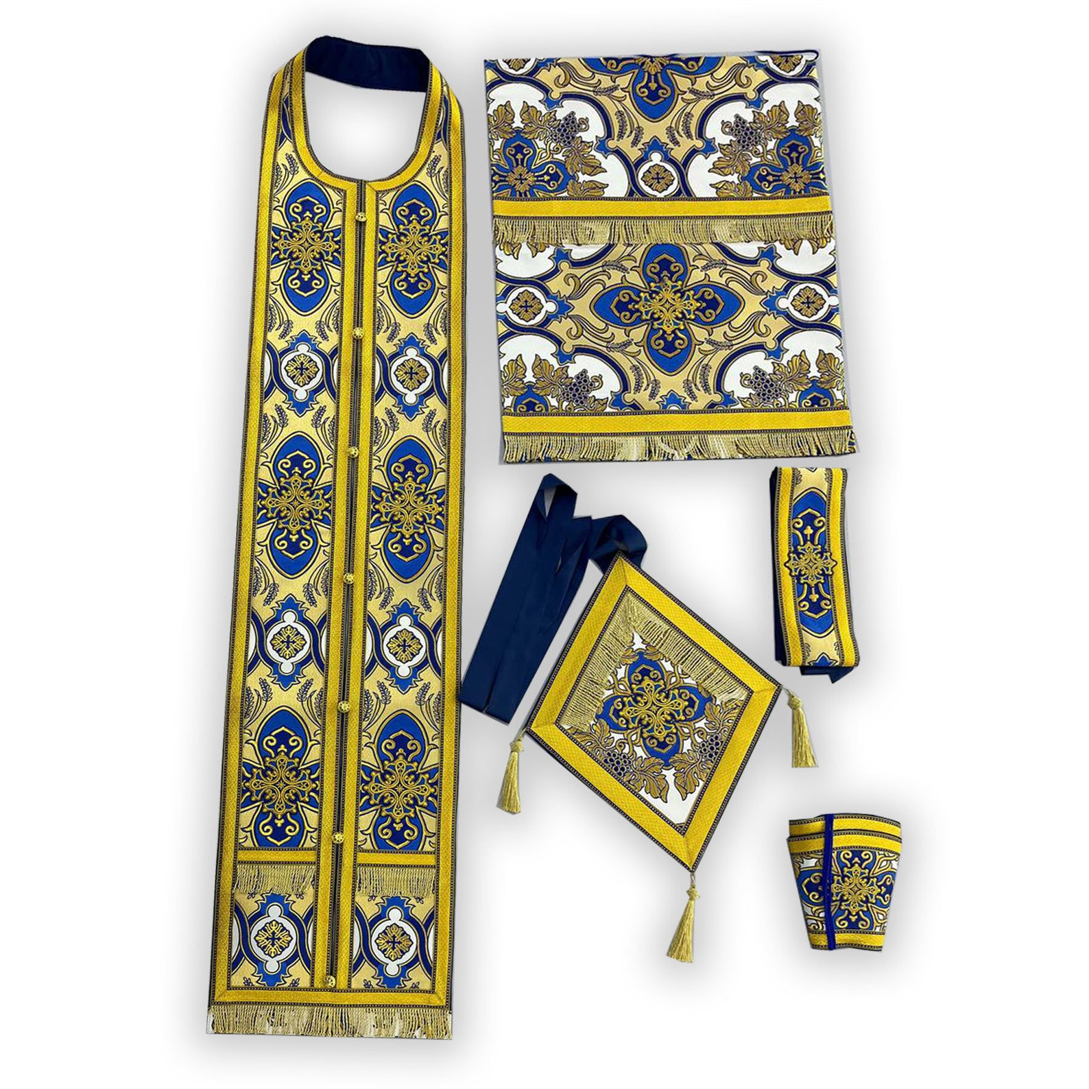 White Bishops Vestments. Premium Metallic Brocade. Bishop Set Vestment ...