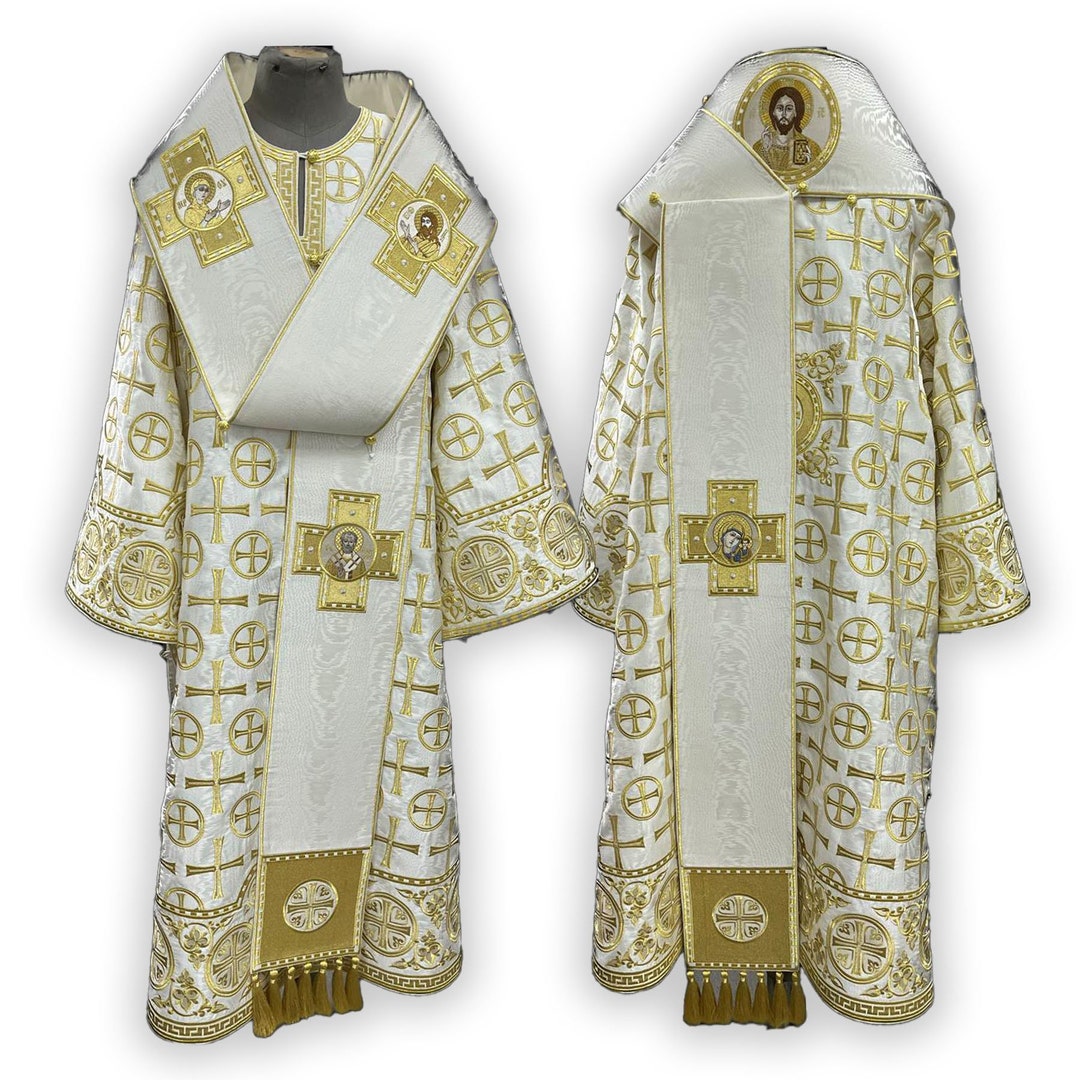 GOLD Bishops Vestments. Fully Embroidered Orthodox Bishop Vestments Set ...