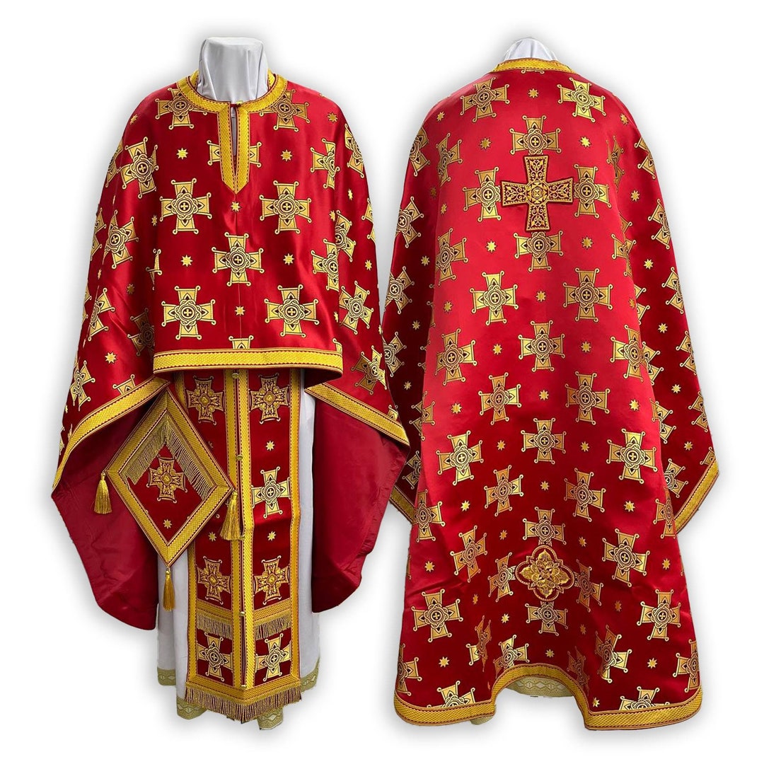 Red Liturgical Vestments for Priest Greek Style. Greek Orthodox ...