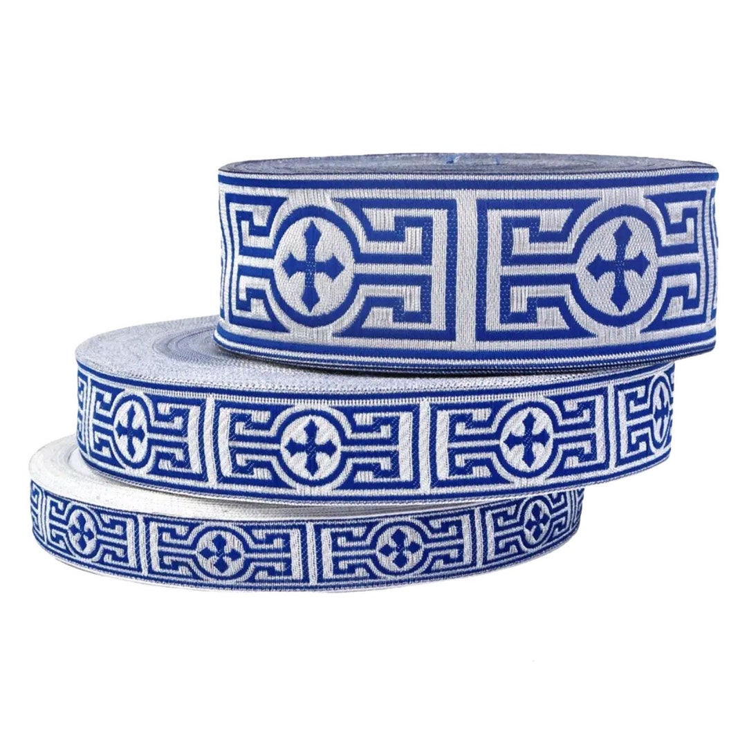 2,5 Cm, 4cm, 5 Cm Blue Silver Liturgical Gallon, Liturgical Trim |GREEK ...