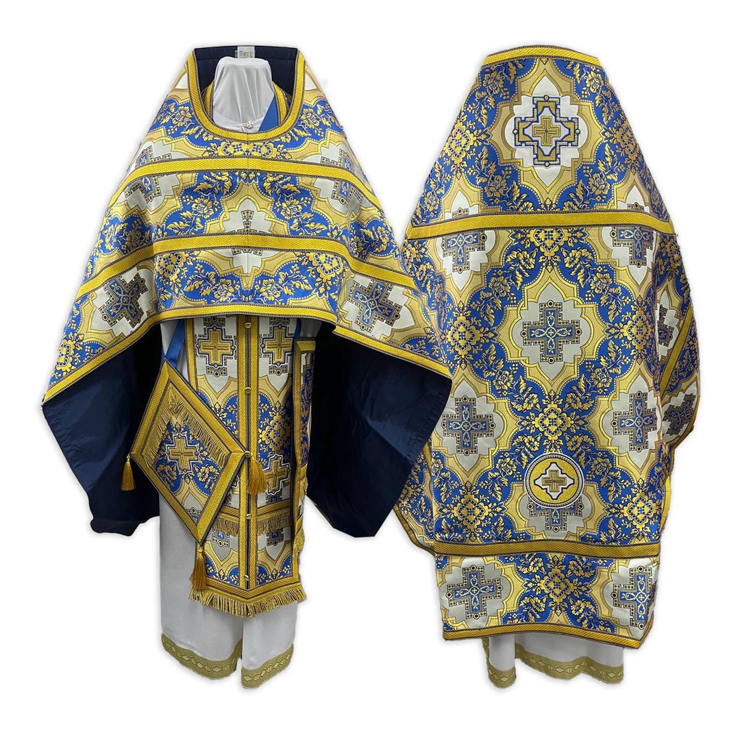 Blue Orthodox Priest's Vestments Set. Premium Metallic Brocade ...