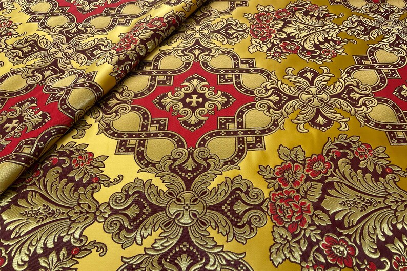 Gold Liturgical Fabric, Vestment Brocade,|mikhailovsky| Many Colors ...