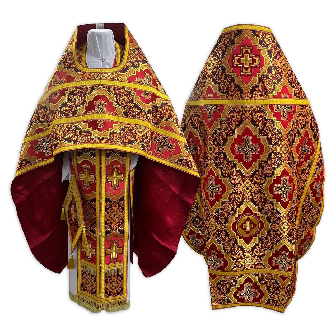 Red Priest's Vestments Set. Premium Metallic Brocade. .liturgical ...