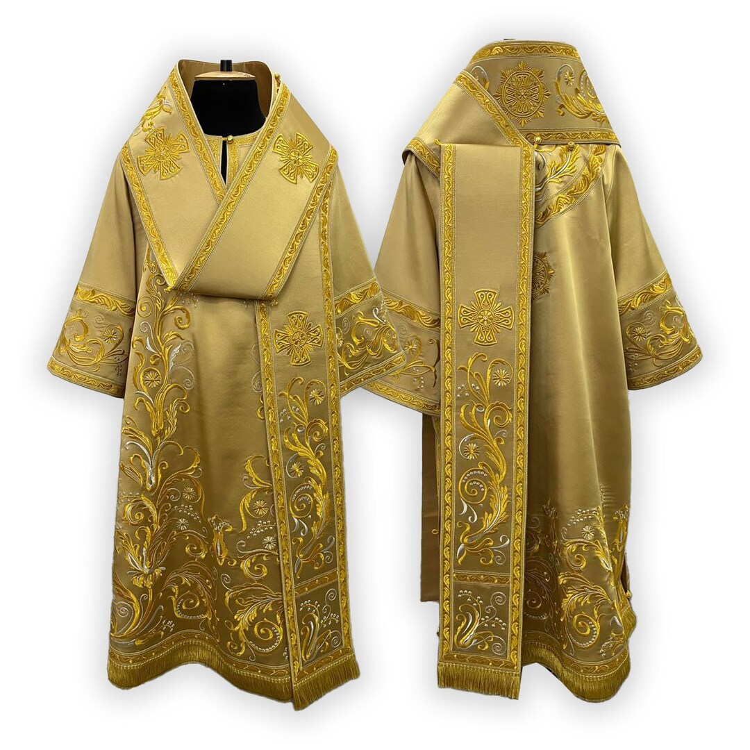 Gold Bishops Vestments. Fully Embroidered Orthodox Bishop Vestments Set ...