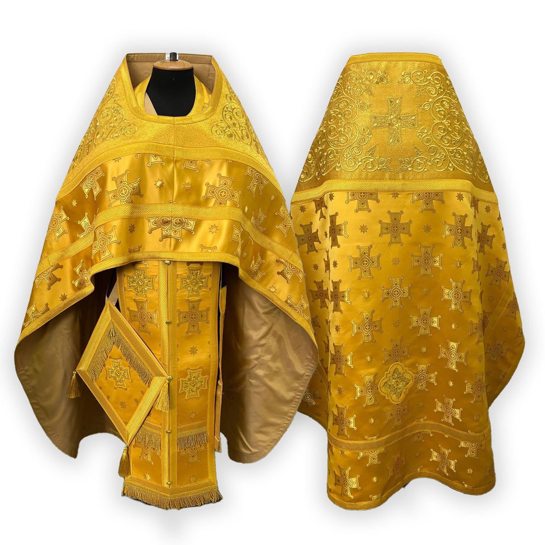 Gold Priest Vestments Set. Liturgical Orthodox Vestments ...