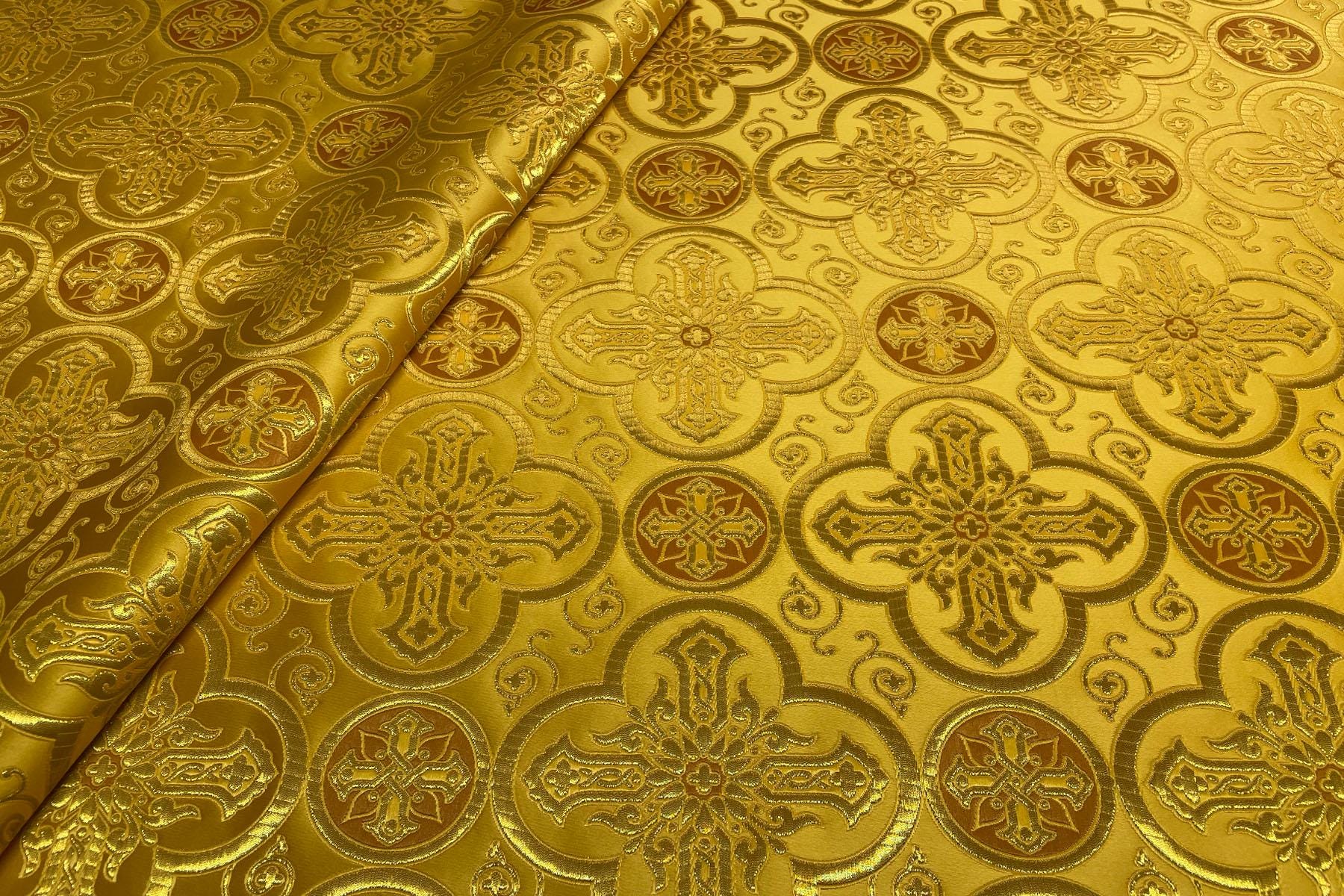 READY TO SHIP Gold Liturgical Fabric, Orthodox Vestments, Church Fabric ...