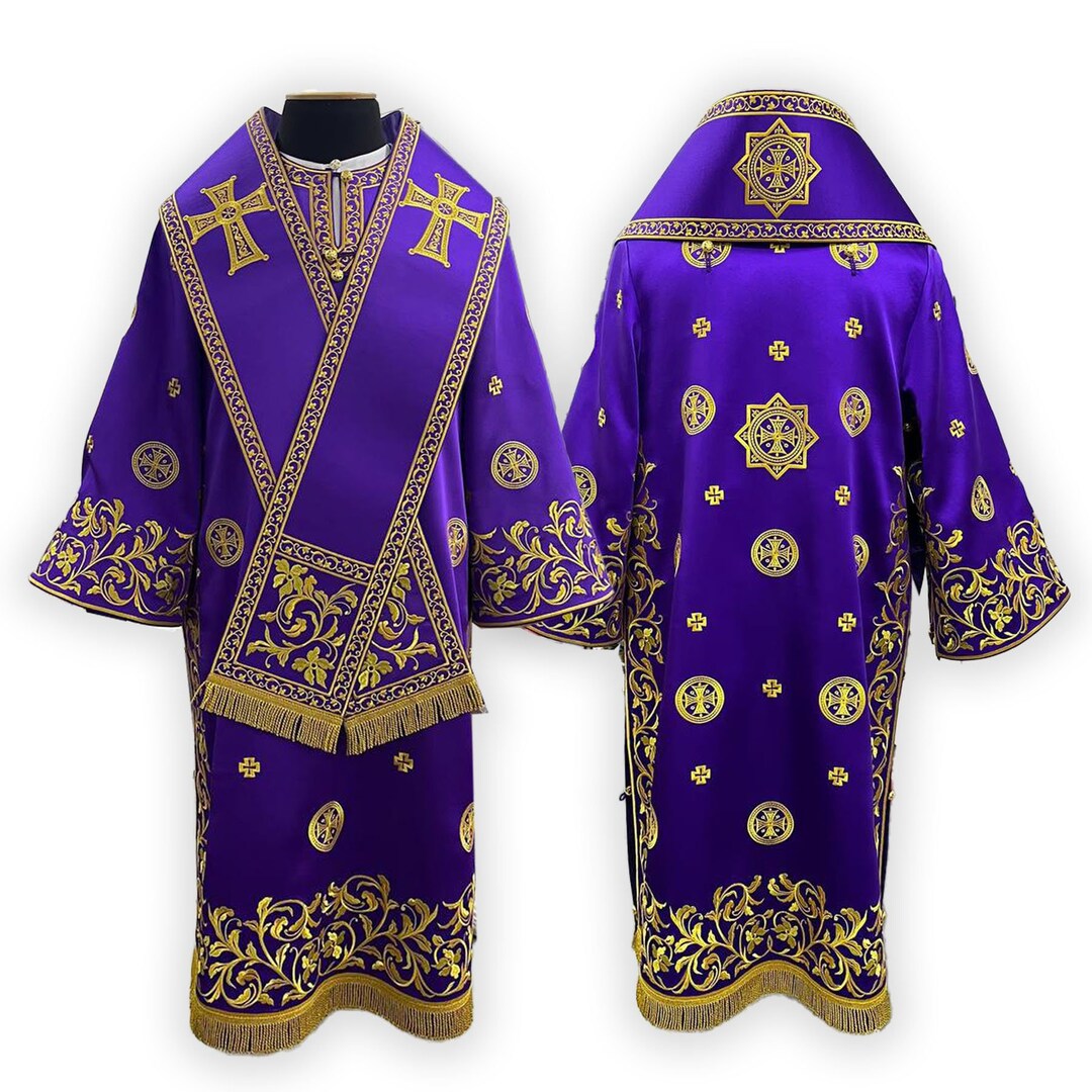 Fully Embroidered Orthodox Bishop Vestments Set.violet Bishops ...