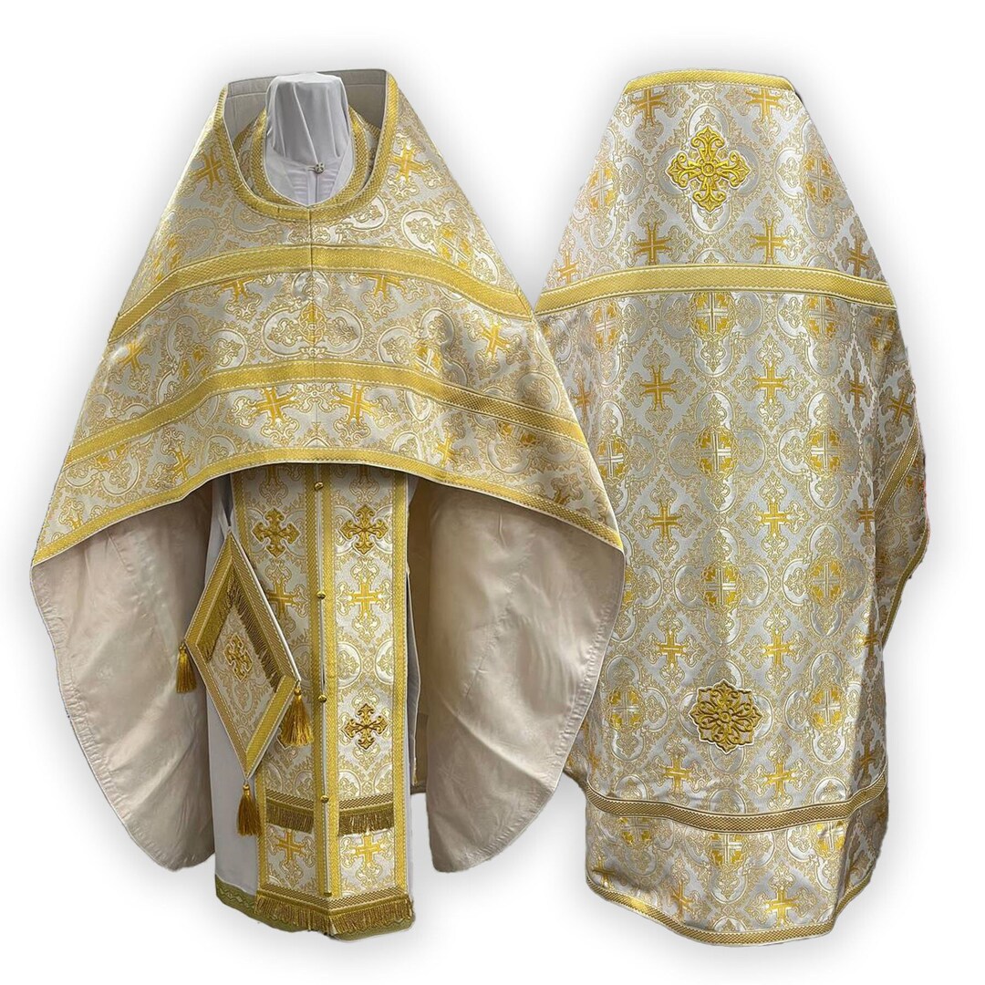 Gold Whitevpriest's Vestments Set. Liturgical Orthodox Vestments.custom ...