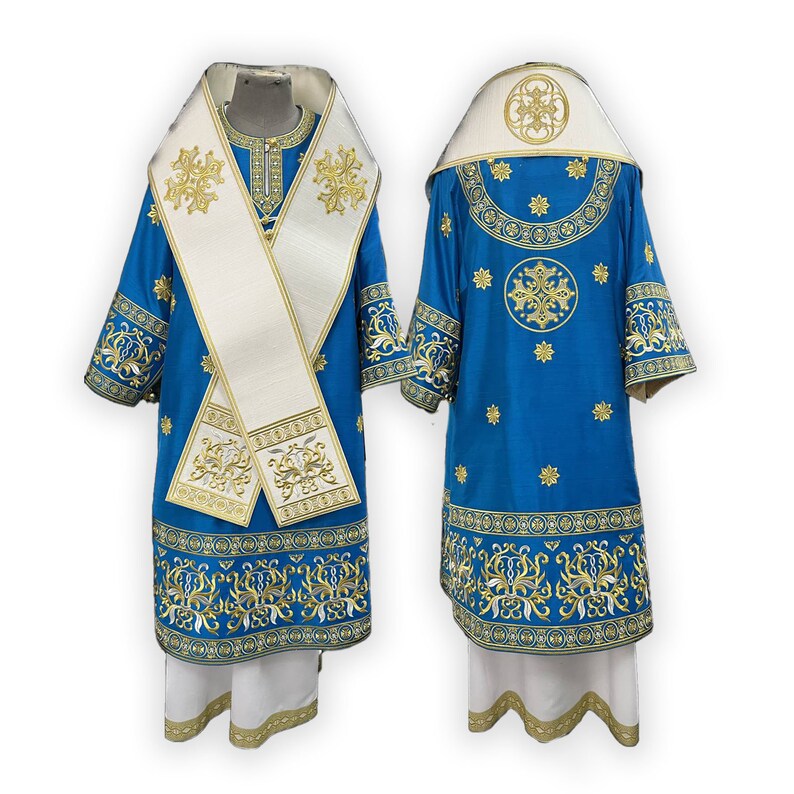 Blue Bishops Vestments. Fully Embroidered Orthodox Bishop Vestments Set ...