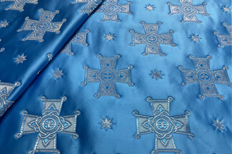 Red Cross Metallic Liturgical Fabric, Orthodox Vestments,|lycian ...