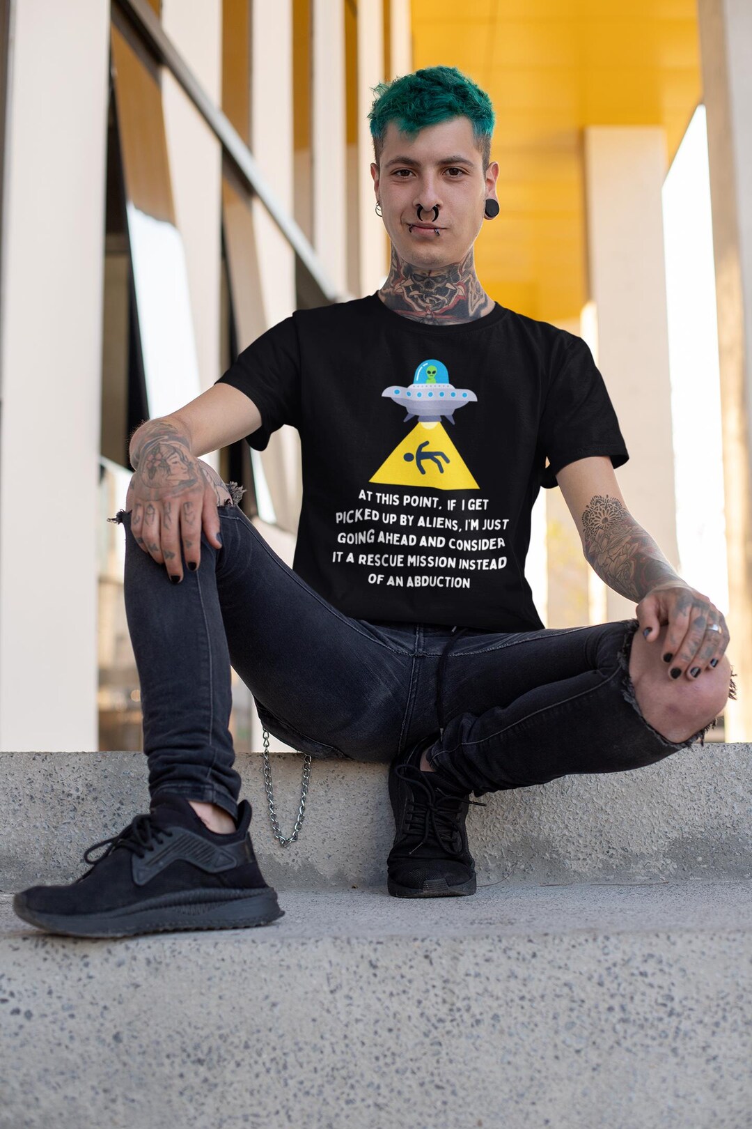 Funny Alien Abduction T-shirt With Alien on Back | UFO | UAP | Alien ...