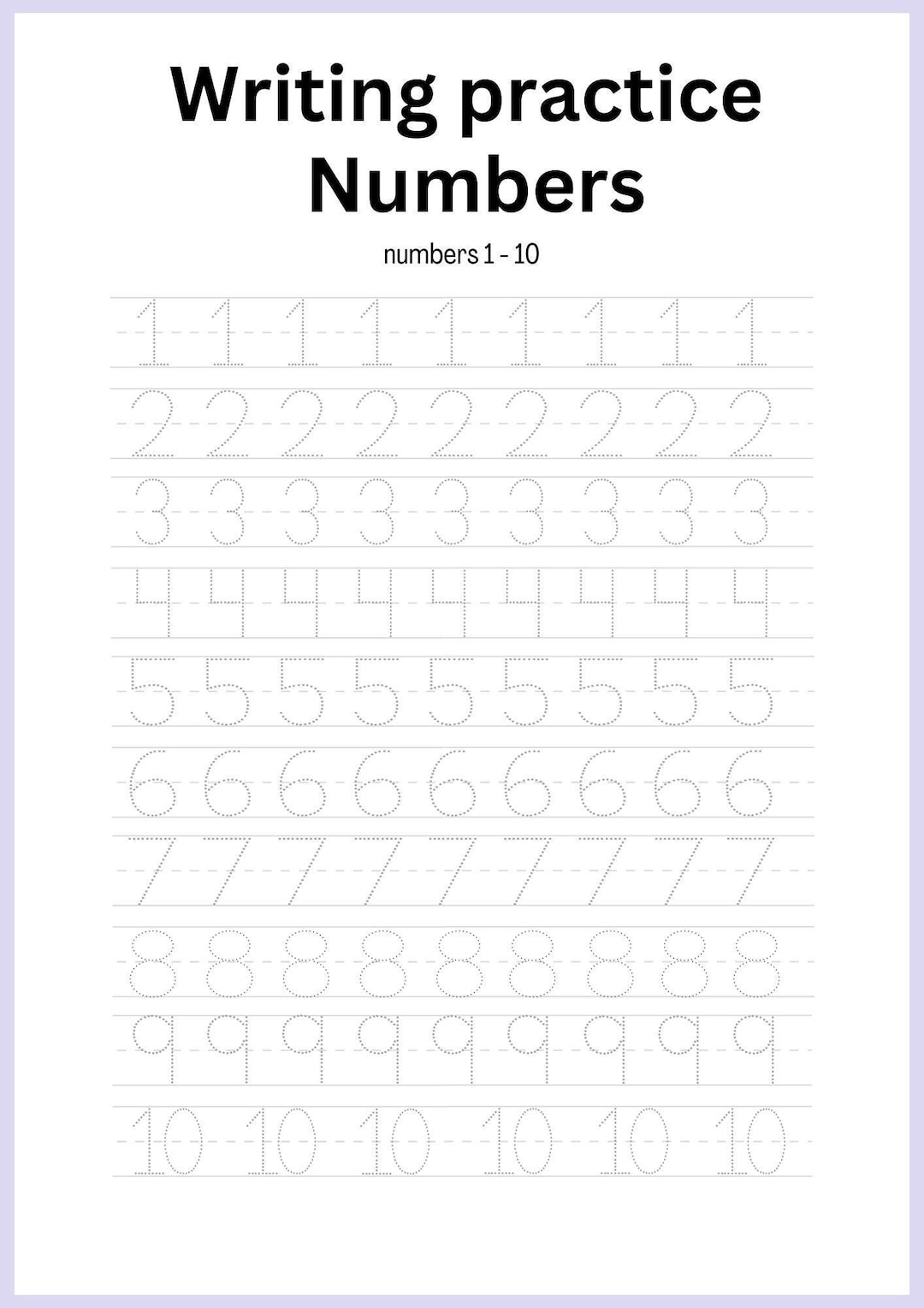 Printable Number Writing Worksheets for Kids Learning Math and ...