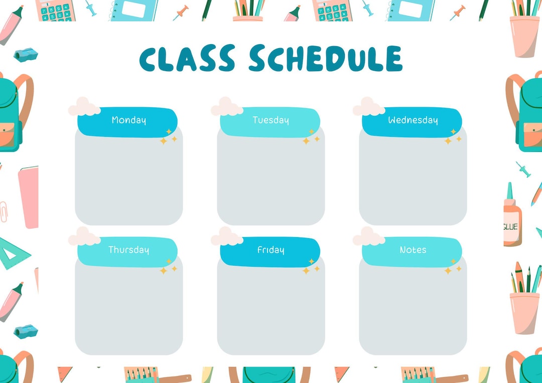 Kids Class Timetable Printable, School Schedule Planner, Printable ...