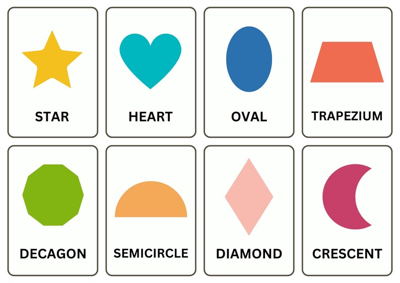 Educational Flashcards for Kids - Learn Shapes and Colors, Printable ...