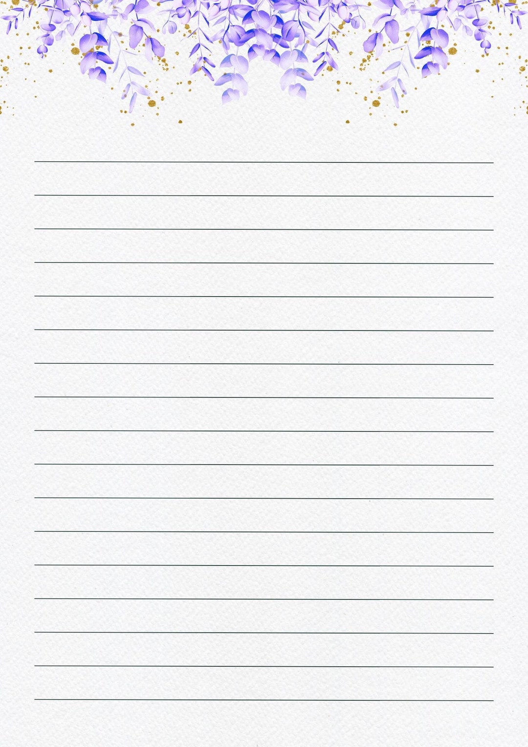 Elegant Purple and Gold Notepad for Journaling and Notes, Instant ...