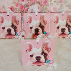French Bulldog Gift Tags (4), Ornaments, Hand Made, Decorated, Set of ...