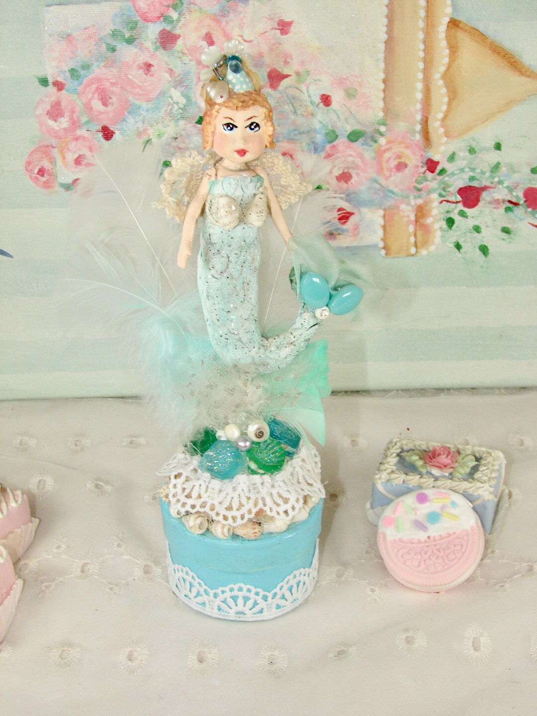 Hand Sculpted Clay Mermaid Figurine Trinket Box - Etsy