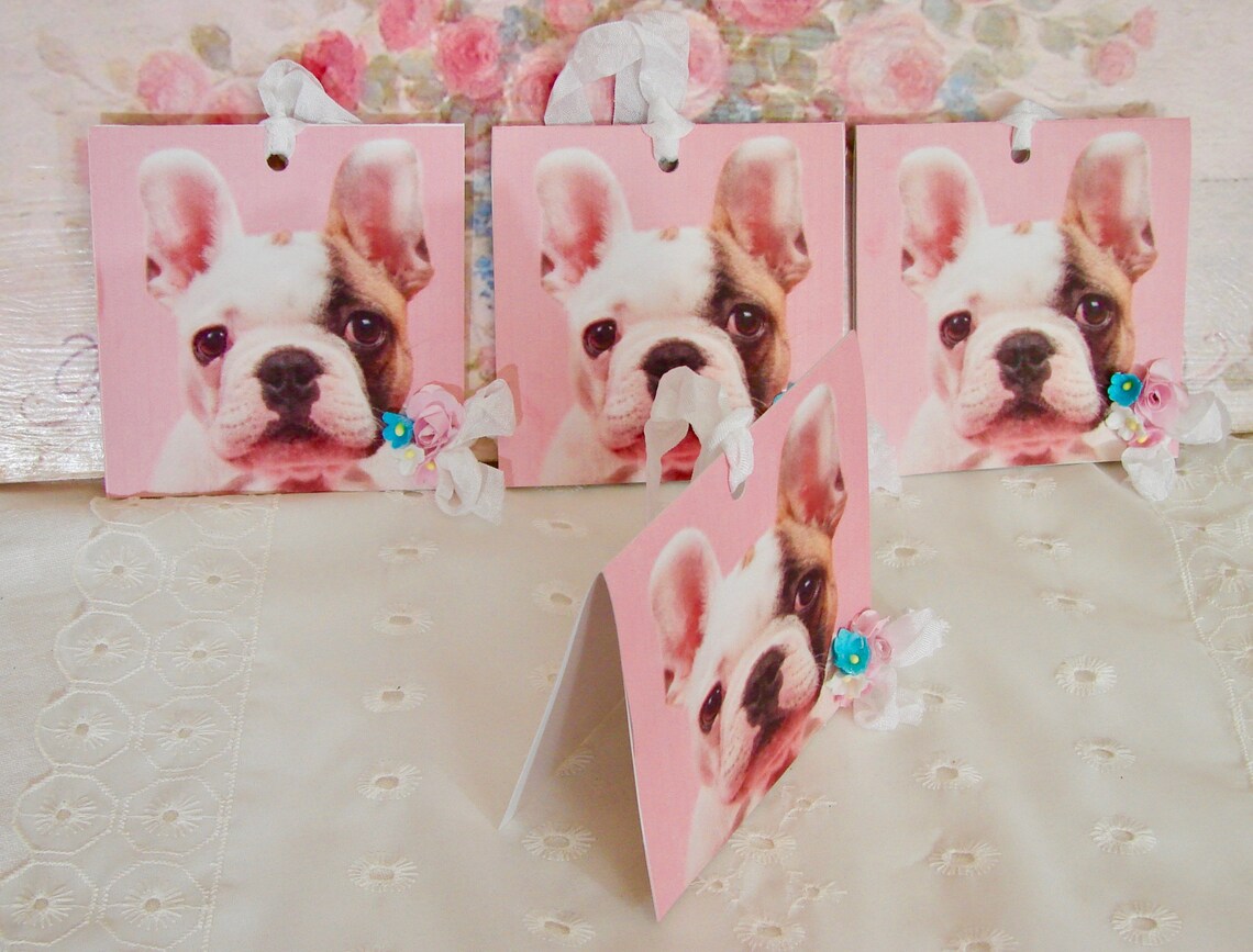 French Bulldog Gift Tags 4 Ornaments Hand Made Decorated - Etsy