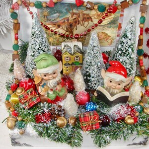 Elves in Santa's Workshop Christmas Holiday Centerpiece, Diorama ...
