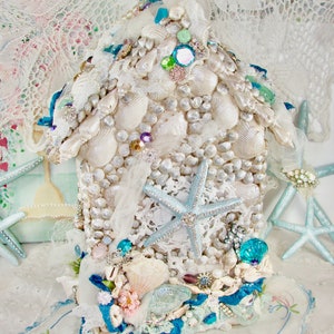 Mermaid Haven Seashell Seaside Ocean Birdhouse, Coastal Beach House ...
