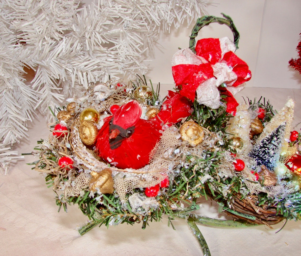 Red Cardinal in Birds Nest Christmas Centerpiece - Etsy
