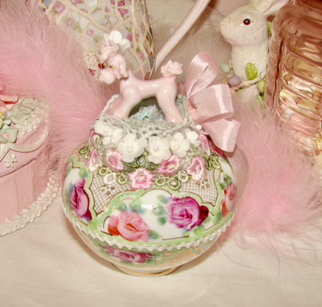 Vintage Hand Painted Roses Porcelain Centerpiece With Pink Spaghetti ...