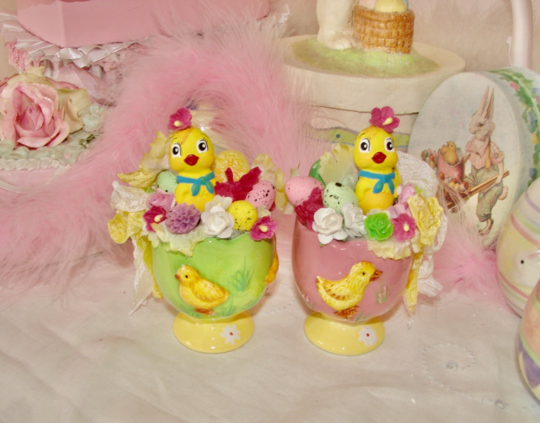 Adorable Baby Chicks Easter Decoration, Hand Made Clay Chicks, Spring ...