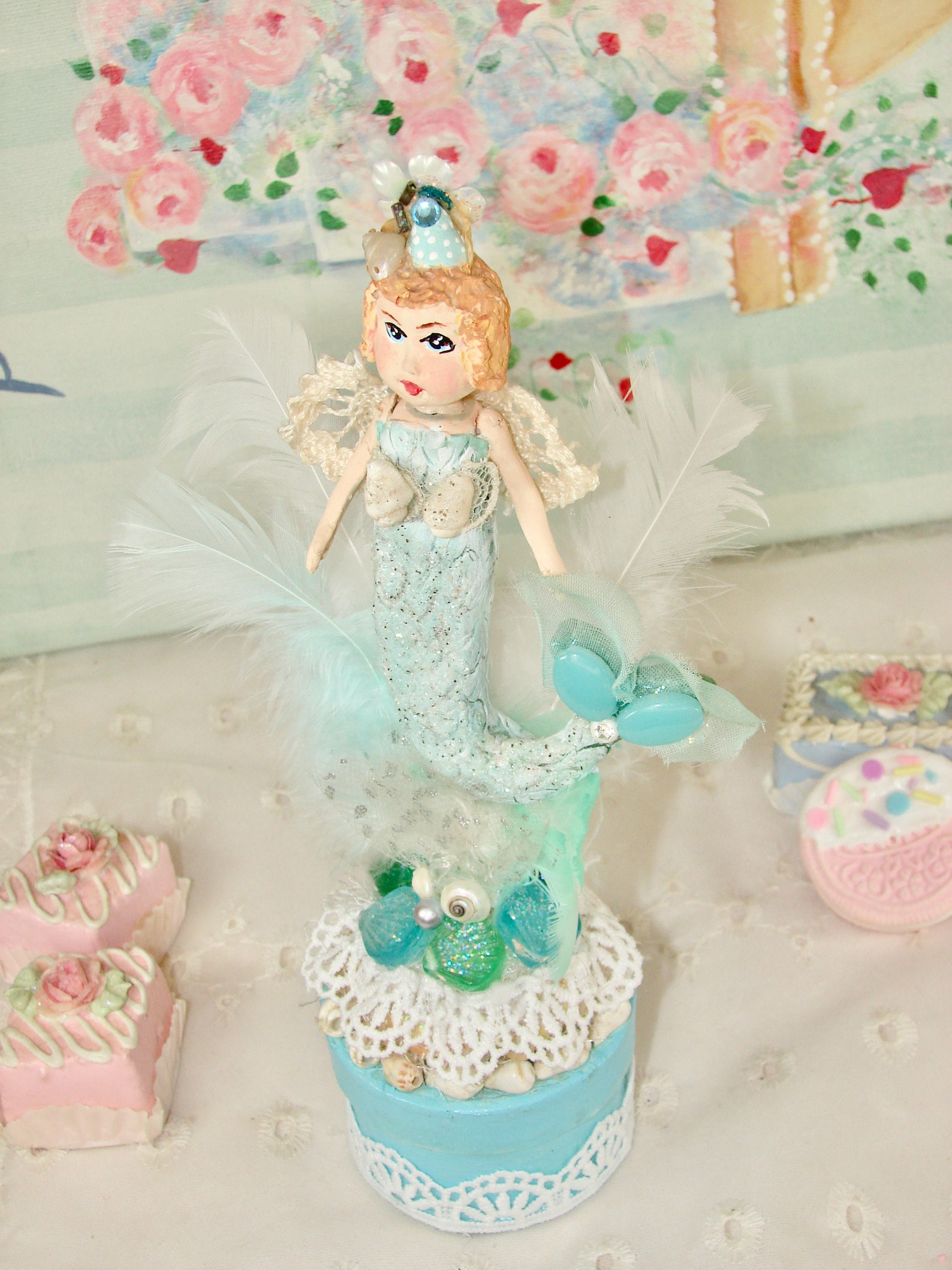 Hand Sculpted Clay Mermaid Figurine Trinket Box - Etsy