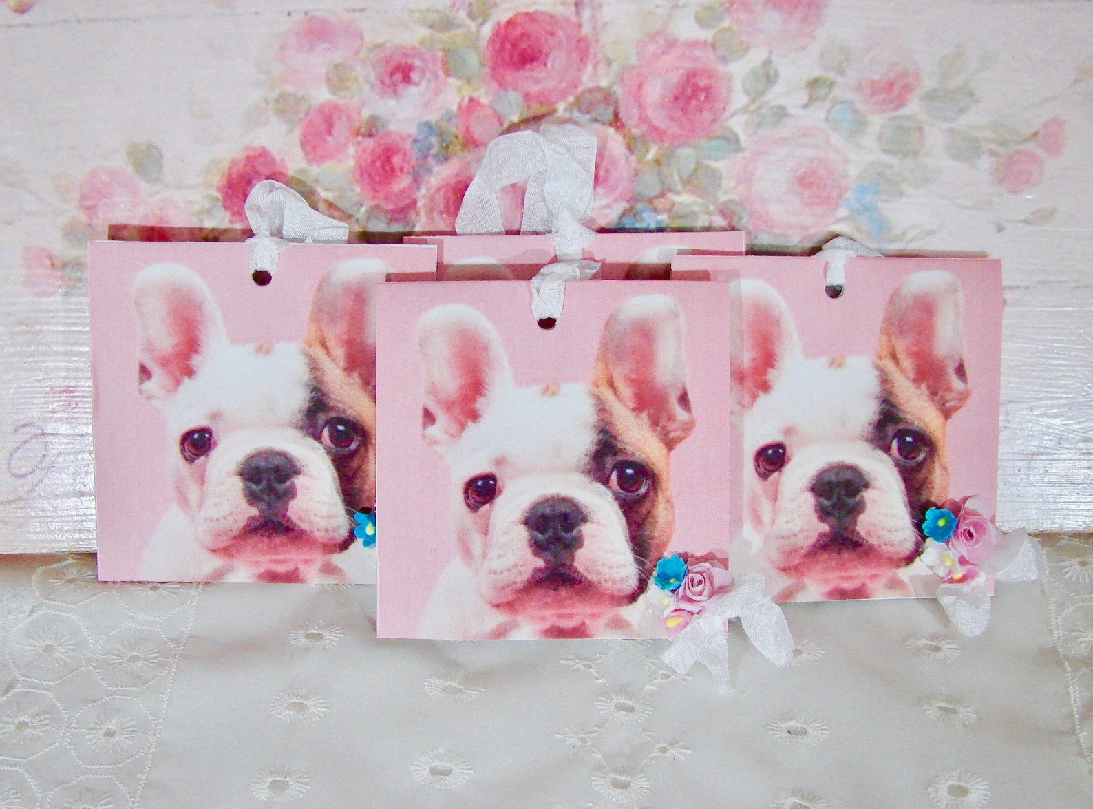 French Bulldog Gift Tags 4 Ornaments Hand Made Decorated - Etsy